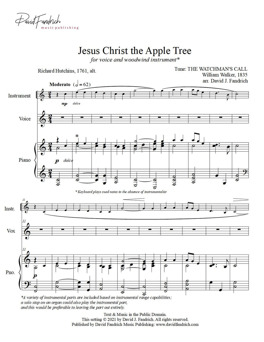 Jesus Christ the Apple Tree: medium vocal solo/unison anthem – David ...
