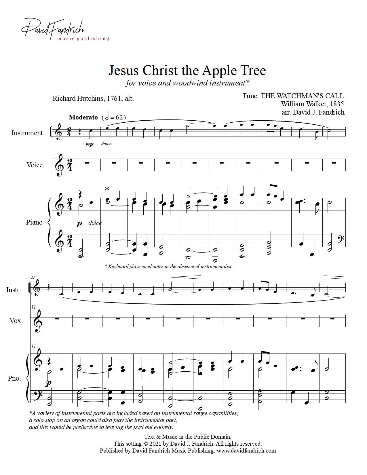Jesus Christ the Apple Tree: medium vocal solo/unison anthem – David ...